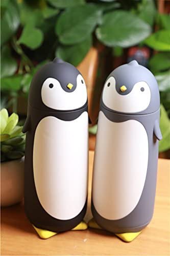 ChezMax Penguin Vacuum Thermos Stainless Steel Water Bottle Travel Mug Flask for Kids Children Student 9.5oz blue