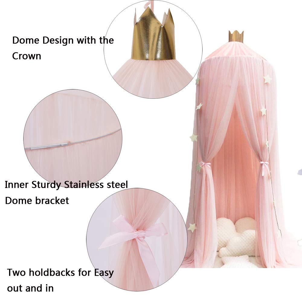 ESUPPORT Dome Princess Bed Canopy Round Lace Mosquito Net Play Tent Hanging House Decoration Lace Netting Curtains for Indoor Outdoor