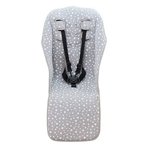JYOKO Kids mat Compatible with Uppababy Vista 100% Cotton + Foam + 3D Air Confort (White Star)