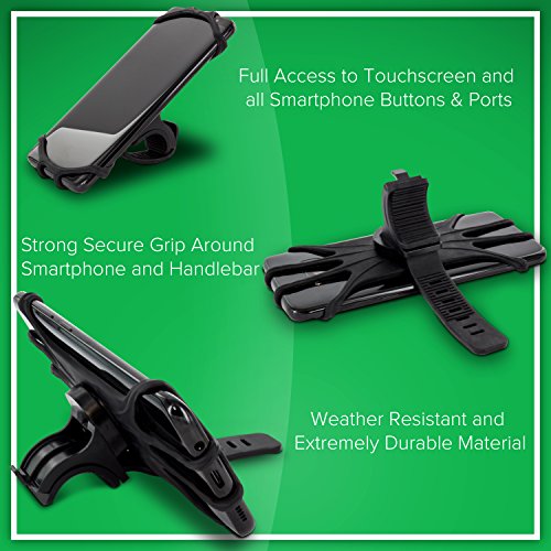 E Tronic Edge Bike Phone Mount - Rotating Cell Phone Holder for Bicycle Handlebar Compatible with iPhone 6 7 8 X 11 12 13 Samsung Galaxy (All-Terrain)