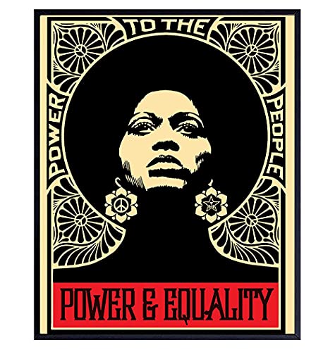 African American Wall Art & Decor - Black Culture - Power to The People - Black Art - Black Pride Poster - Black Lives Matter Sign - Gifts for African American Women, Men, Girl, Boy - Classroom Decor