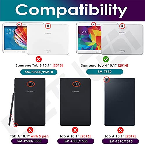 DETUOSI Rotating Case for Samsung Galaxy Tab 4 10.1" 2014 (SM-T530), 【Auto Sleep/Wake】 360 Degree Swivel Multi-Angle Stand Folio Leather Book Cover + Protective Hard Back Shell + Elastic Band Closure