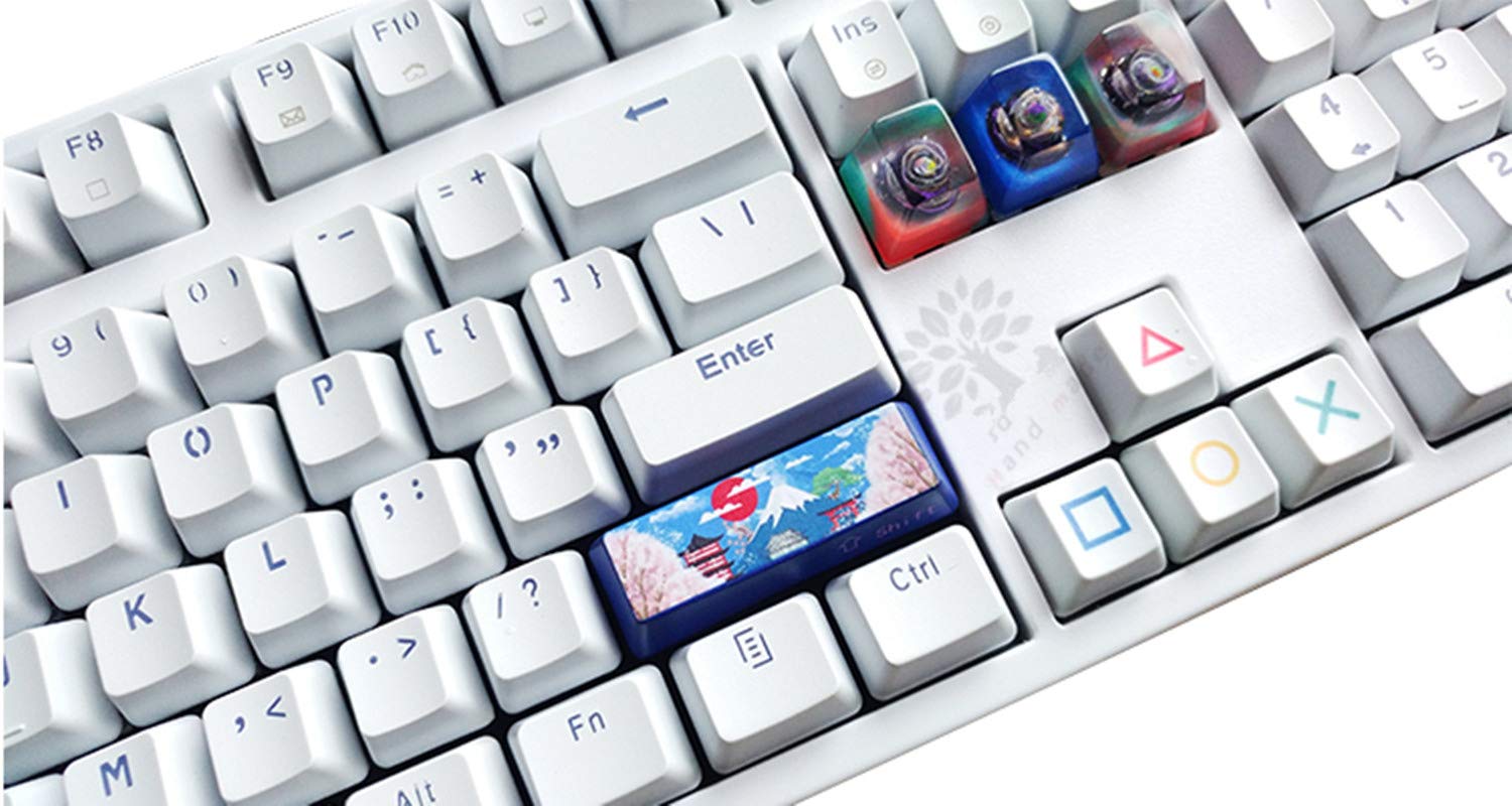 Handmade Individuation Customized 2.75u Shift Keycap Thick PBT Dye-Sublimation Key Cap OEM Profile for Cherry MX Gaming Mechanical Keyboard (Ink and wash)