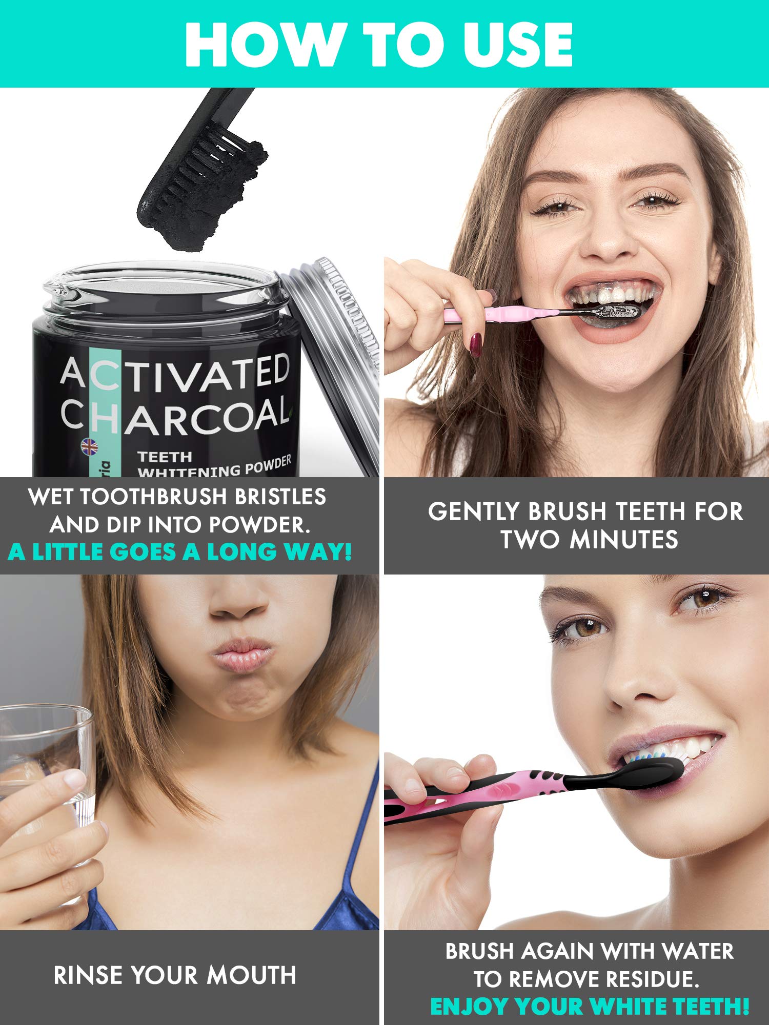 Teeth Whitening Powder - Remineralizing Tooth Powder for Tooth Whitening 5 in 1 Formula | Blanqueador de Dientes | Charcoal Toothpaste Alternative | Sensitivity Treatments