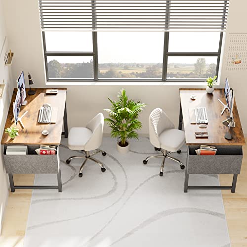 Computer Desk - 40 Inch Office Desk, Writing Desk with Storage and Hooks, Wood Writing Desk for Bedroom, Work Desk for Home Office, PC Table Desk, Rustic Brown
