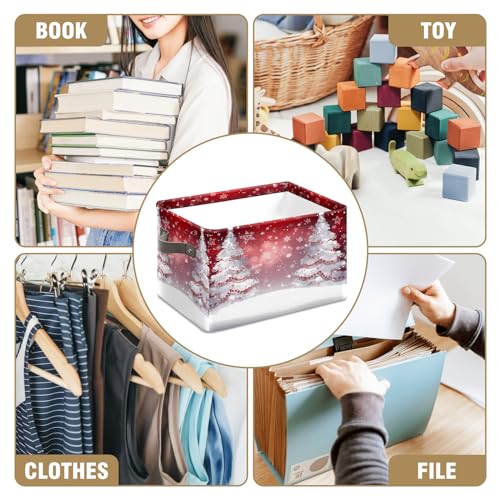 Christmas Foldable Storage Basket Waterproof Snowman Christmas Tree Snowflake Truck 10x14x8in (26x35x21cm)