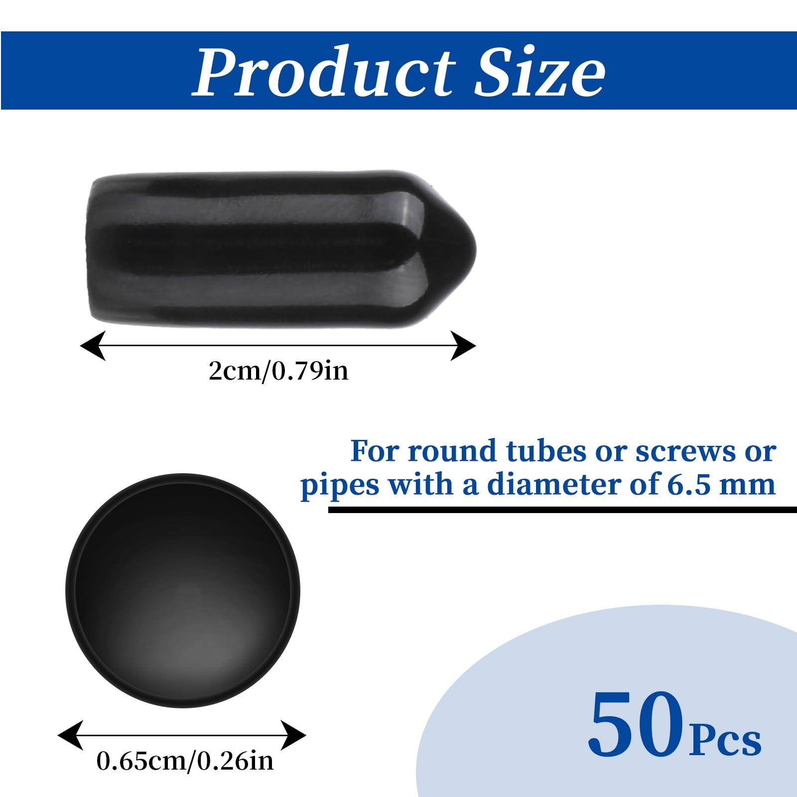 50pcs Black Rubber Caps for Bolts Rubber End Caps Safety Bolt Caps Screw End Covers Bolt End Covers Protector Caps Vinyl Flexible Caps Covers for Bolts Screws Round Thread Protectors