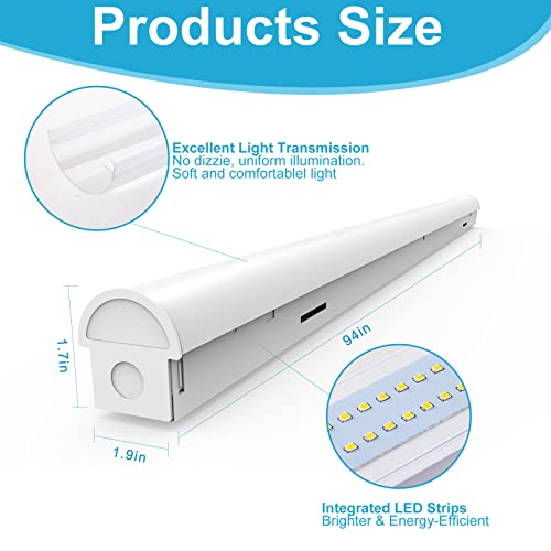 Lightdot Compact 8FT LED Shop Light, Suspend/Flush Mount Comercial Lighting, 110W [Eqv. to 440W HPS/WH] 5000K Daylight Shop Lights Fixtures for Workshop, Energy-Saving up to 4015W/5Y(5hrs/Day) 4Pack