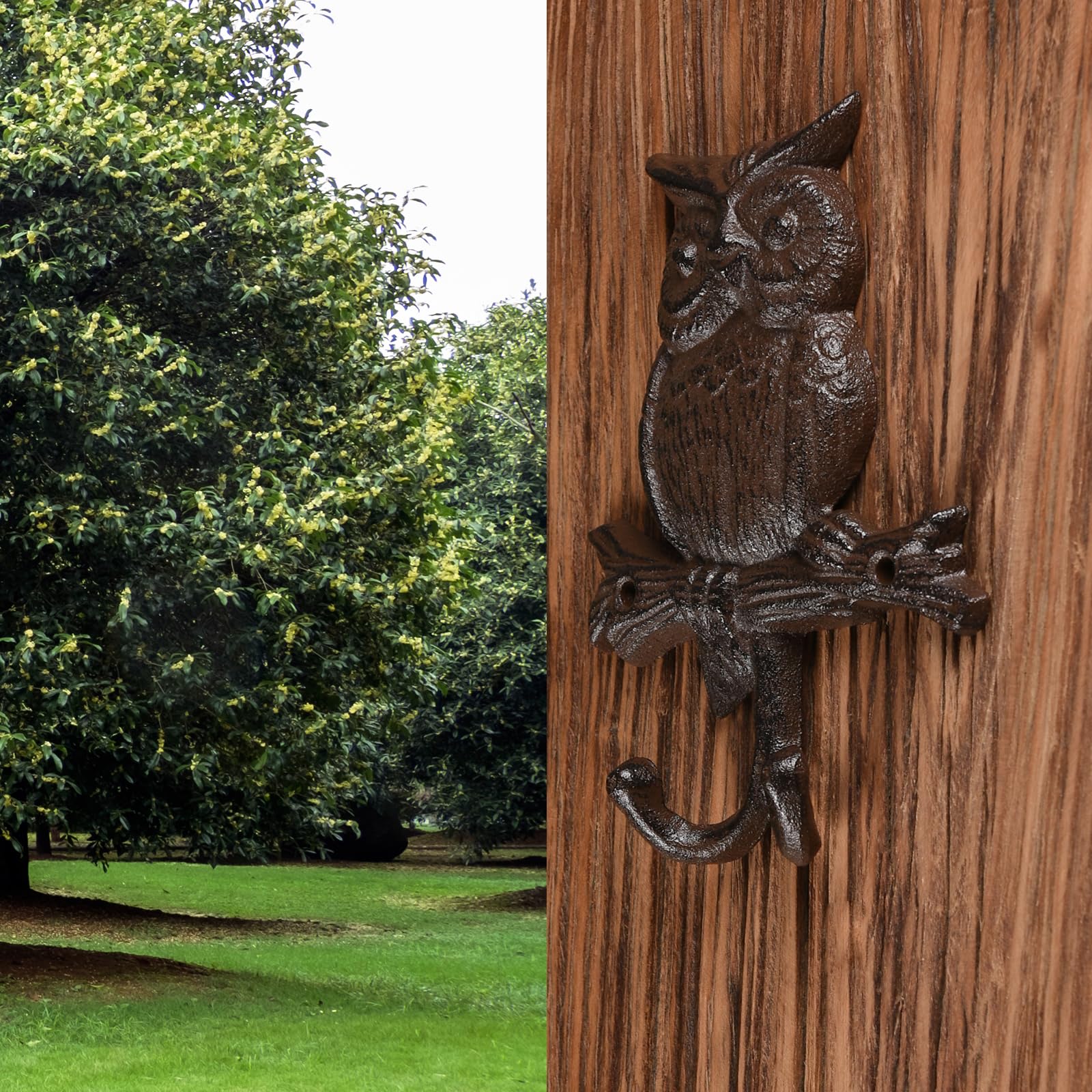 BRASSTAR Cast Iron Owl Molding Double Hook Wall Coat Hanging for Coats, Bags, Hats, Towels, Keys, Rustic Retro Home Decorative Gift TQGJPT489