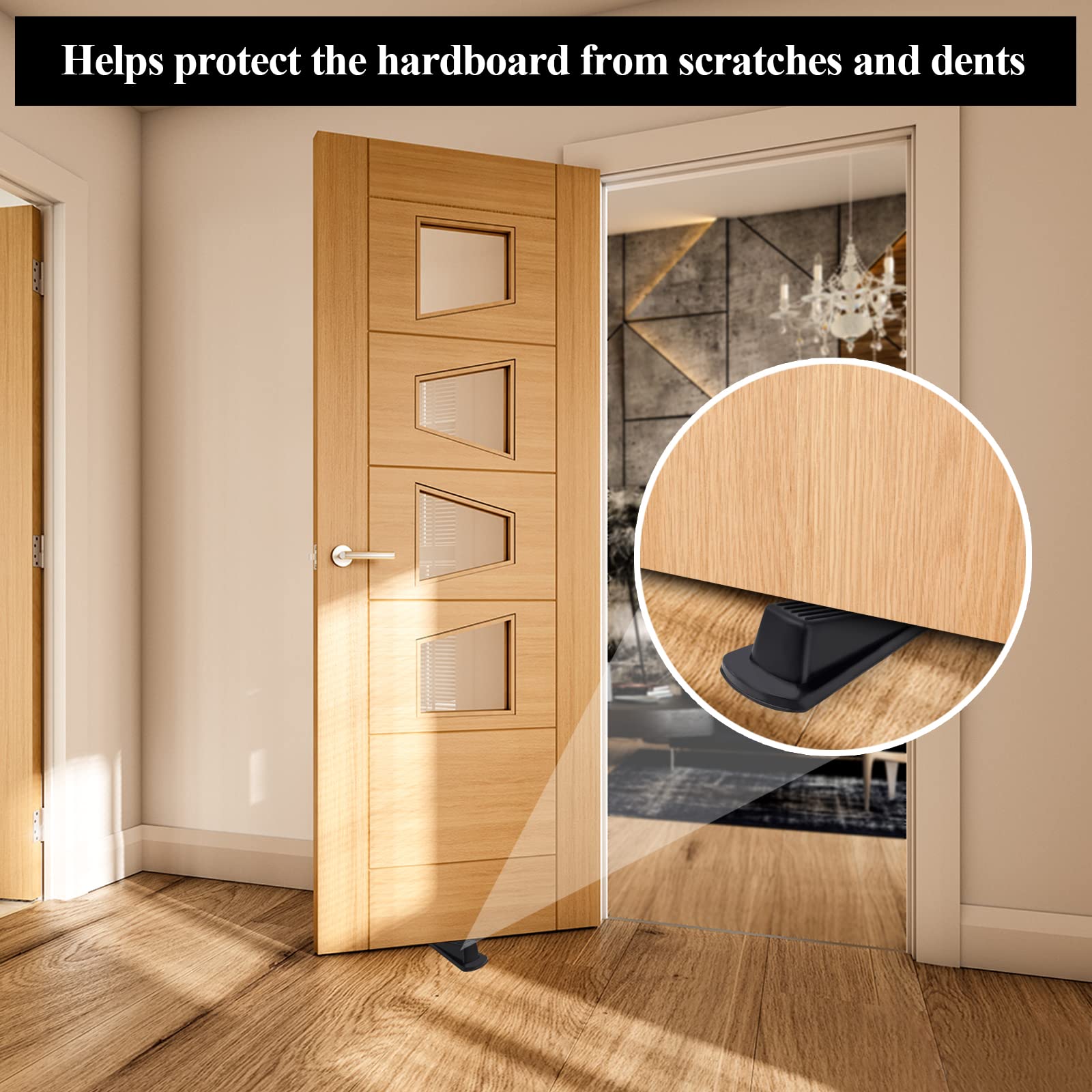 4 Pack Door Stoppers for Bottom of Door, Door Stops, Rubber Door Stopper Wedge, Sturdy Stackable Door Stops for Floor