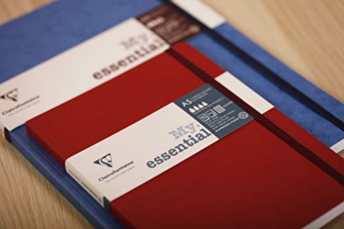 Clairefontaine - Ref 793461C - Age Bag Thread-Bound Notebook (192 Pages) - A5 Size, Lined Rulings, 90gsm Brushed Vellum Paper, Elastic Closure - Black Cover