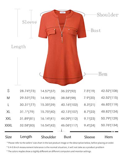 Bulotus Orange Short Sleeve Tunic Top, Casual Summer Fashion 2022, Business Work Shirt, Plus Size, XL