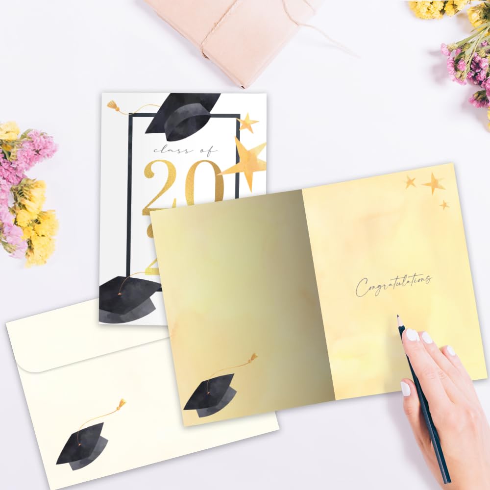 Tree-Free Greetings Graduation Greeting Card with Matching Envelope, Eco Friendly, Made in USA, 100% Recycled Paper, 5 x 7, 2024 Congrats Cap (GO68779)