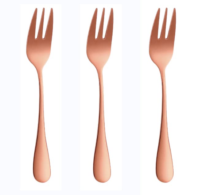 3 Pieces Stainless Steel Coffee Tea Fork Set Fruit Fork Ice Cream Cake Dessert Fork For Kid Home Party Gold Tableware (rose gold)