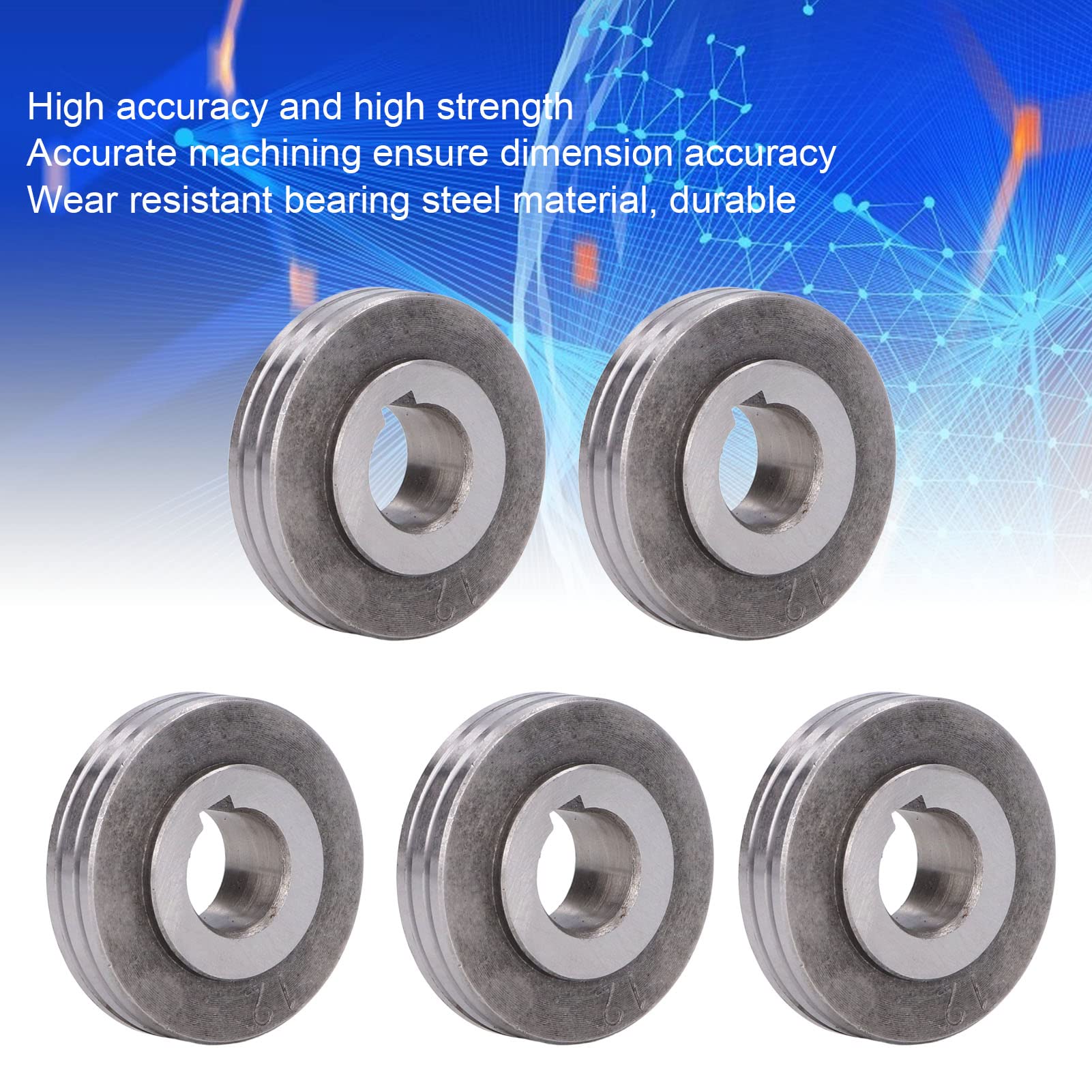 5Pcs Welder Wire Feed Roller 1.2β1.2mm Groove Bearing Steel Wire Feeding Guide Wheel for OTC MIG Welding Machine