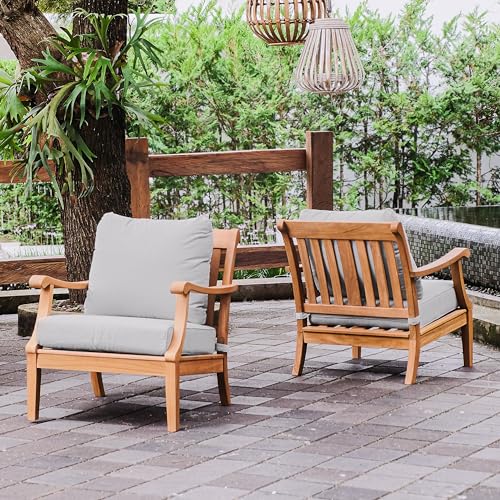 Cambridge Casual Robin Teak Wood 4 Piece Patio Conversation Set with Oyster Cushion