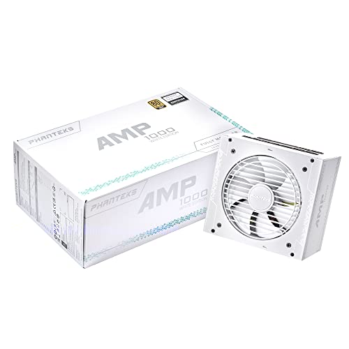 Phanteks (PH-P1000G_WT01) AMP Series 1000W 80PLUS Gold White Edition, ATX Power Supply, Fully Modular, Hybrid Mode, Silent fan, Revolt PRO LINK Certified