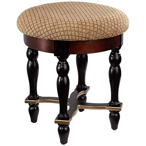 Design Toscano Grand Duchess Vanity Stool, 17 Inch, Walnut