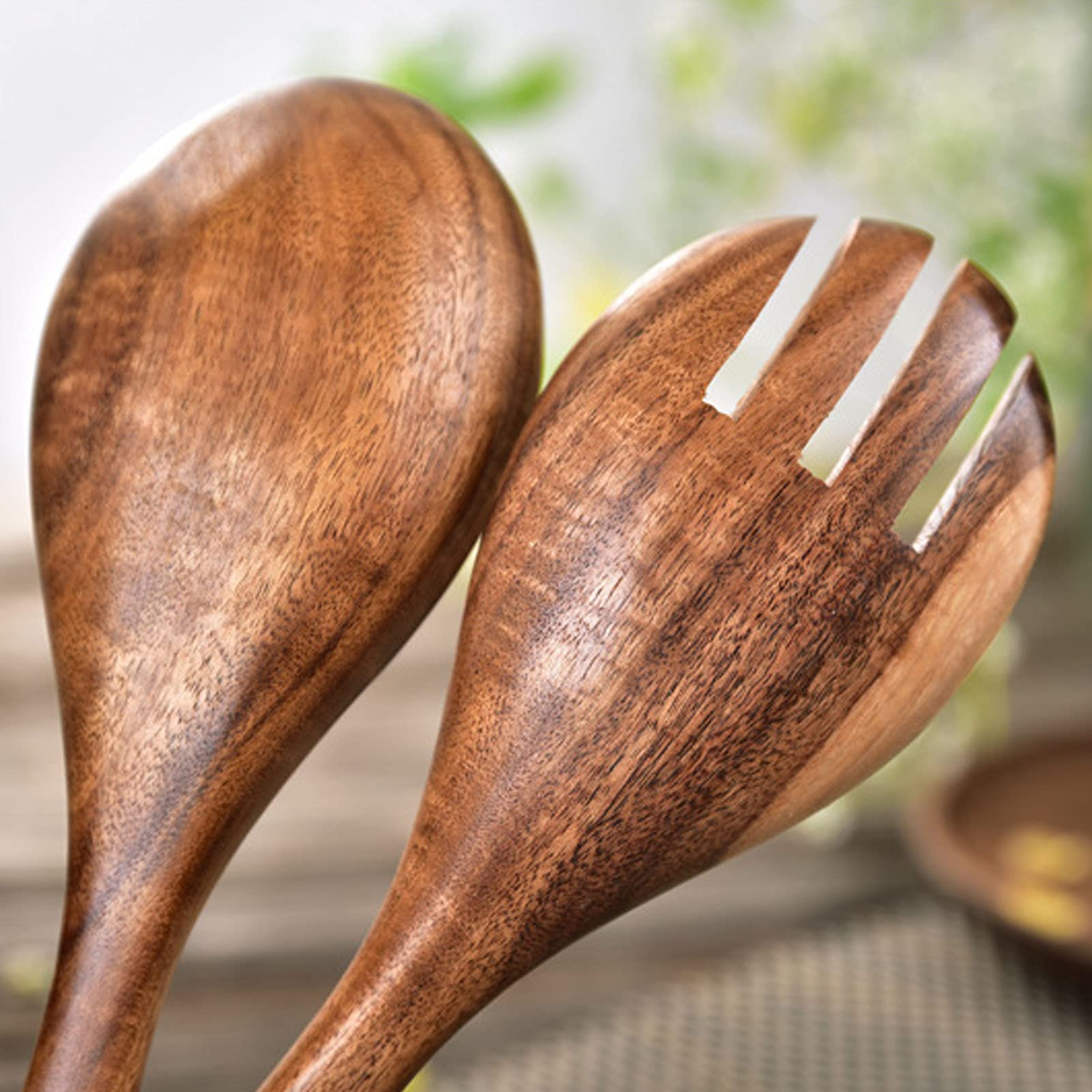 2Pcs/Set Spoon Fork for Cooking Set,Wooden Spoon Set,Nonstick Cookware, Eco Friendly Stirring Spoons for Home Cooking or Restaurant