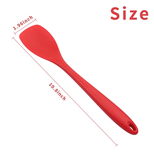 MJIYA Silicone Spatula Spoon, BPA Free & Food Grade, High Heat Resistant to 480°F, Mix Thick Batters, Scrape Sauces, Stir Pasta & More(Cherry Red, Spoon)
