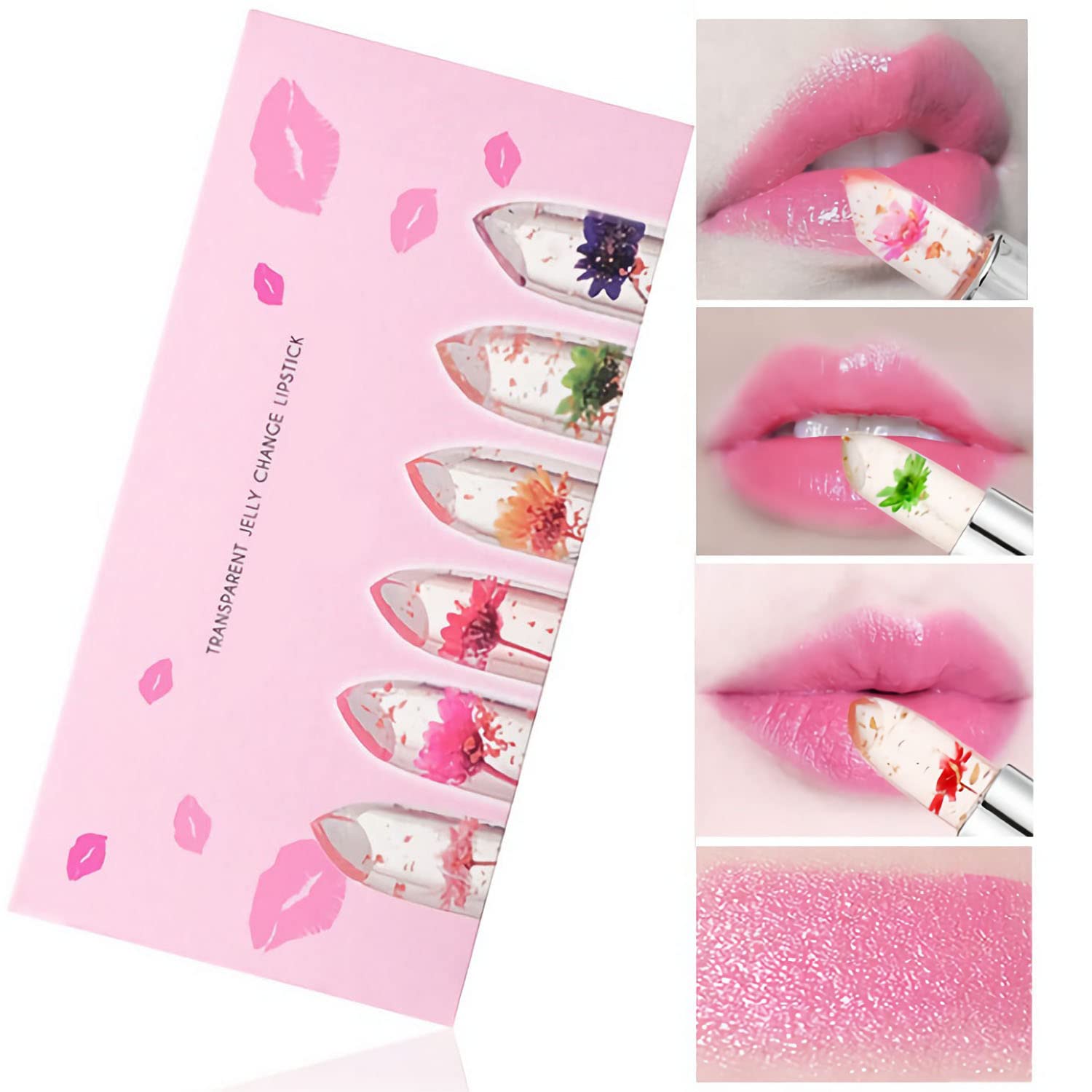 SuperThinker Crystal Jelly Lipstick - Moisturizer Clear Lip Gloss Balm Color Changing Lipstick