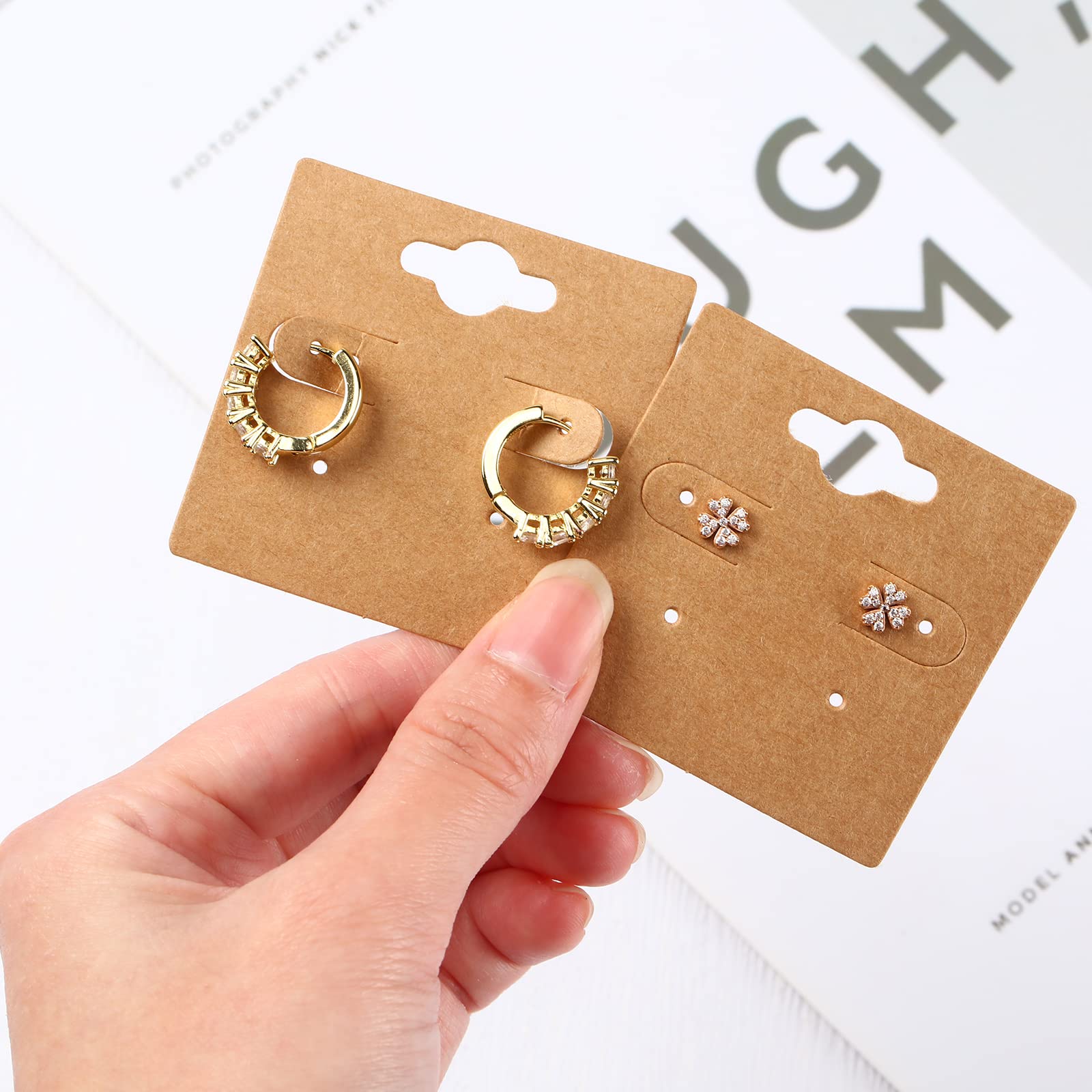 300 Pcs Paper Earring Cards for Selling Stud Kraft Earring Display Cards with 6 Holes Jewelry Display Blank Earring Packaging for Jewelry Crafts Hanging Display Retail