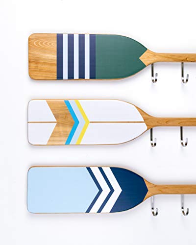 Coat Rack Wall Mount with 8 Hooks on Boat Paddle. Fun, Nautical Themed Clothes Hanger. Makes a Great Gift. Fully Assembled. Mount on Wall or Door in Mudroom, Entryway, Bathroom, Bedroom. Color: Navy