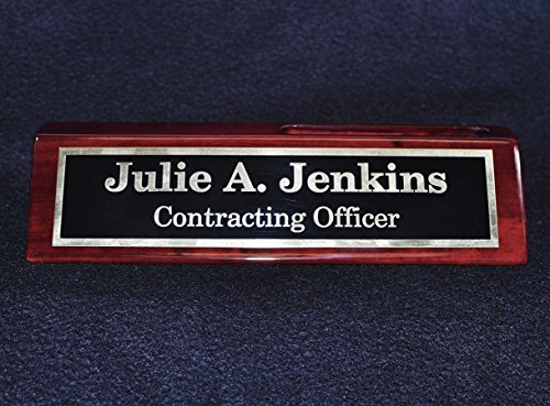 Desk Name Plate with Card Holder | Custom Name Plate | Personalized Desk Plate with Business Card Holder