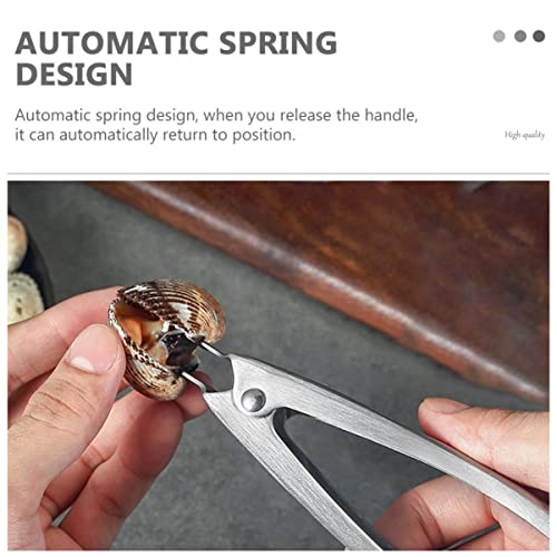 BESTonZON 1pc Peeler Opener Handle Scald Shell Crackers Tool Practical Nut Oyster Steel Clam Seafood Stainless Duty Sunflower Holder Shucker Anti- with Kitchen Silver Almonds Walnut