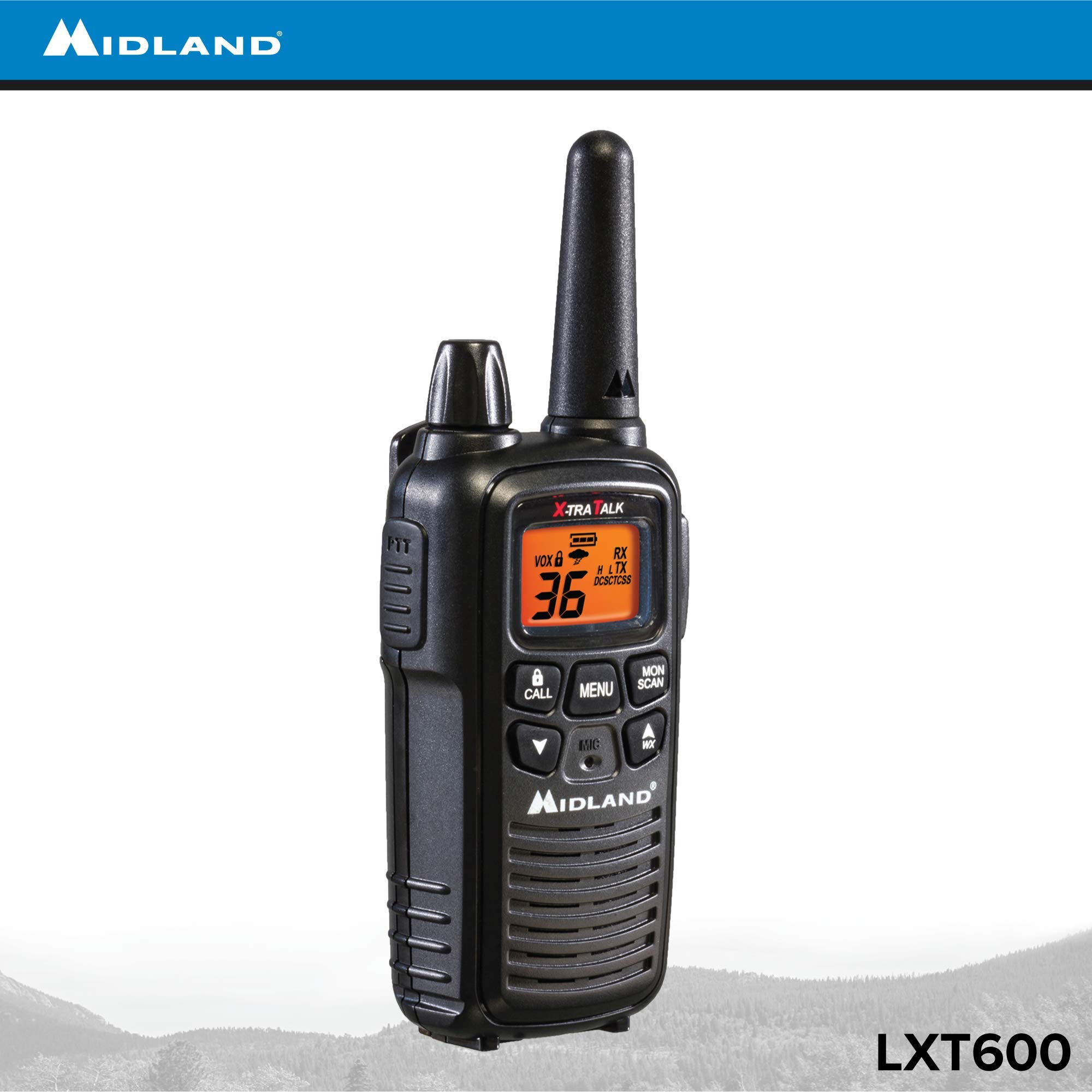 Midland LXT600VP3 36 Channel FRS Two-Way Radio - Up to 30 Mile Range Walkie Talkie - Black (Pack of 12)