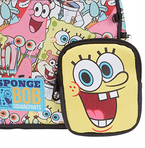 AI ACCESSORY INNOVATIONS Nickelodeon’s SpongeBob Square Pants All Over Print Faux Leather 10.5" White Women’s Mini Backpack Purse 2-Piece Set