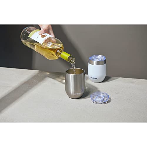 Contigo River North Stainless Steel Wine Tumbler with Spill-Proof Lid, Leak-Proof 12oz Reusable Wine Glass, Dishwasher Safe & Keeps Drinks Hot or Cold for Hours, 2-Pack Dark Ice & Sunbeam Gold