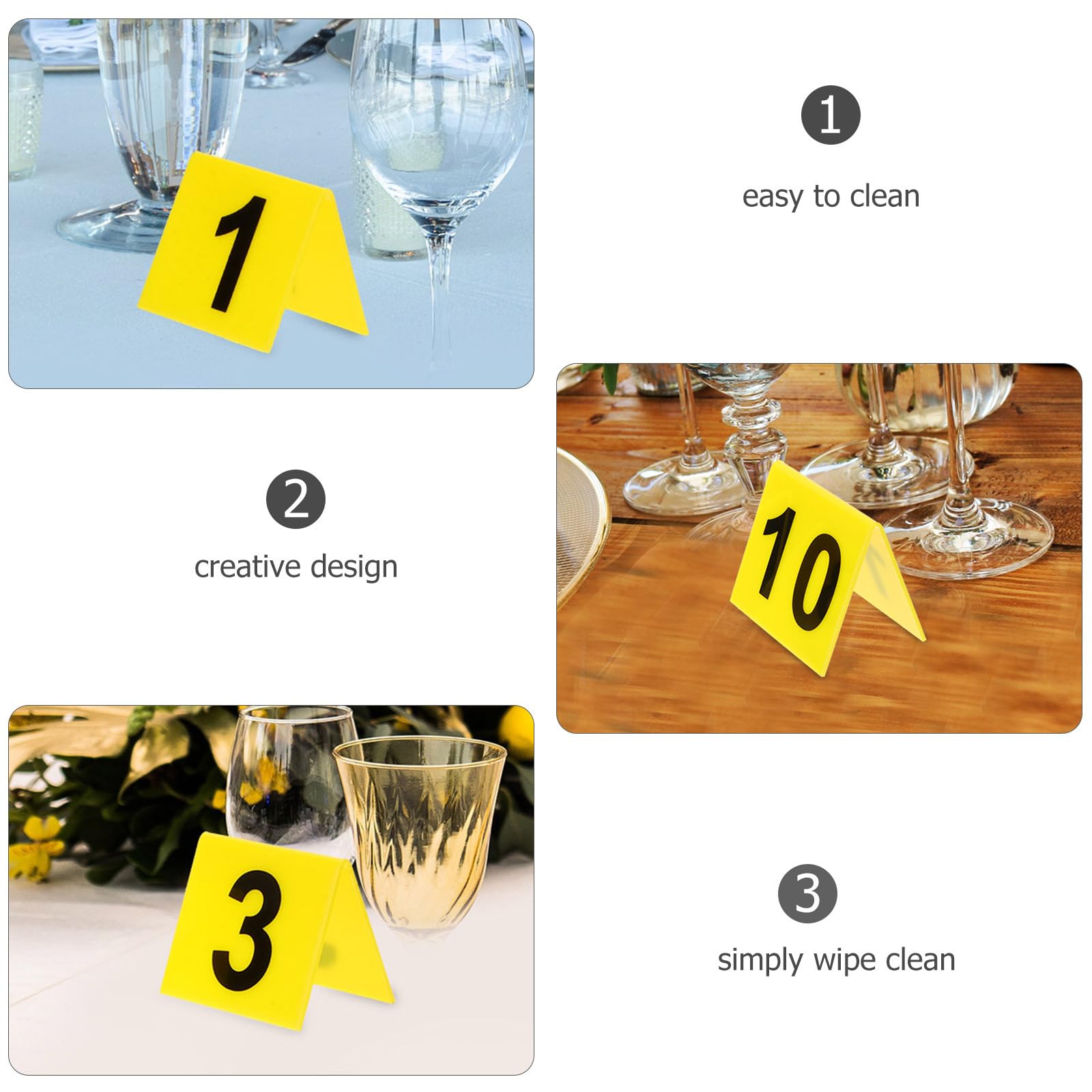 Luxshiny 10pcs Acrylic Tent Table Numbers 1-10 Double Side Numbered Table Tents Restaurant Wedding Table Number Table Tent Numbers Cards Signs Evidence Markers Supplies