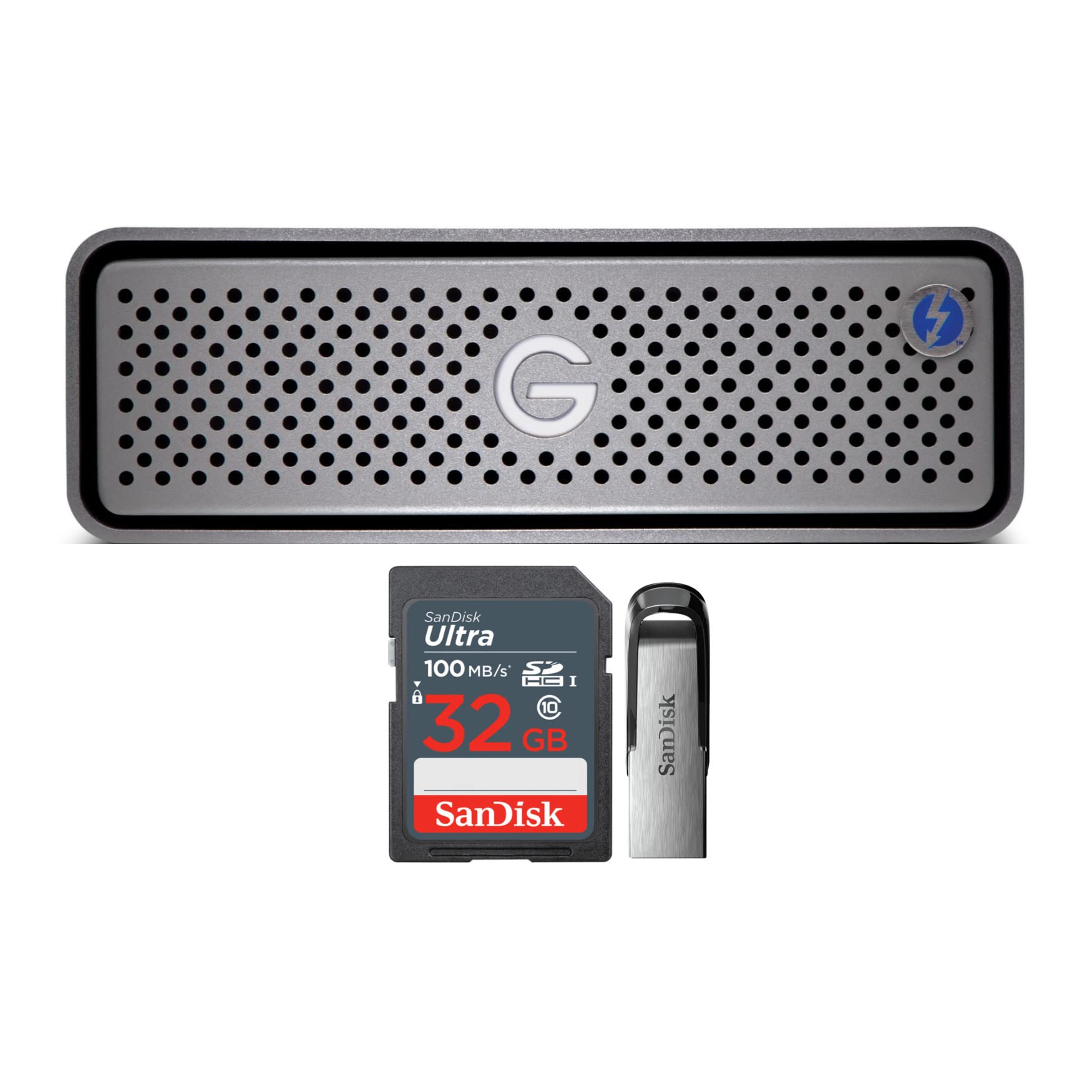 SanDisk Professional G-Drive PRO 18TB Enterprise-Class Desktop Hard Drive (Space Gray) Bundle with 32GB Ultra SDHC UHS-I Memory Card, 32GB Ultra Flair USB 3.0 Flash Drive (3 Items)