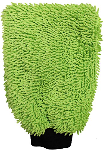 Detailer's Preference Reversible Wash and Scour Mitt – Cross Weave & Chenille Microfiber Washing Mitten for Car Cleaning, Lime Green