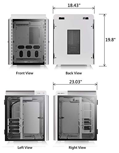 Thermaltake Level 20 HT Snow Edition 4 Tempered Glass Type-C Fully Modular E-ATX Full Tower Computer Chassis with 2 140mm Top Fan Pre-Installed CA-1P6-00F6WN-00