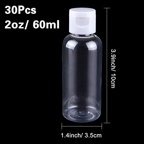 TUPARKA 30 Pack Clear Plastic Empty Travel Bottles with Flip Cap, Portable Refillable Containers Liquid Hand Sanitizer Containers Toiletry Containers Cosmetic Bottles
