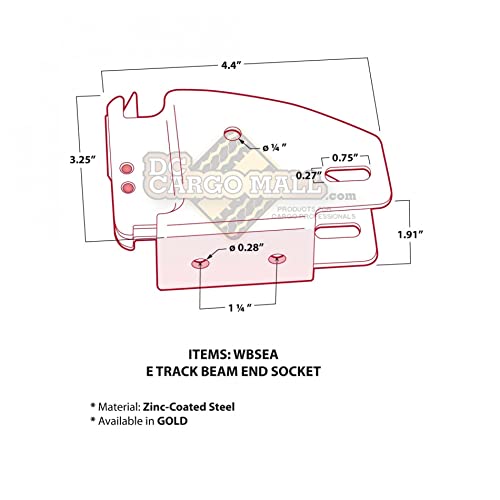 DC Cargo E-Track Wood Beam End Socket Shelf Brackets for Custom Storage - Pack of 4 - with E-Track Fittings - Ideal for 2x4 & 2x6 in Trucks, Trailers, Vans, RVs - Zinc-Coated Steel Versatile ETrack Ti