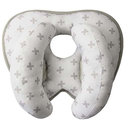 vocheer 2 in 1 Baby Travel Pillow, Baby Head Support Pillow Stroller Pillow with Banana Neck Pillow for Newborn,Light-Grey