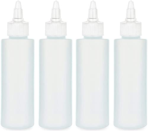 BRIGHTFROM Condiment Squeeze Bottles, 4 OZ Empty Squirt Bottle with Twist Top Cap, Leak Proof - Great for Ketchup, Mustard, Syrup, Sauces, Dressing, Oil, Arts and Crafts, BPA FREE Plastic - 4 PACK