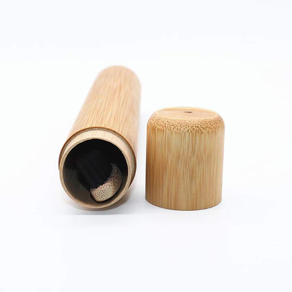YJYdada Portable Natural Bamboo Toothbrush Case Tube for Travel Eco Friendly Hand Made (Brown)