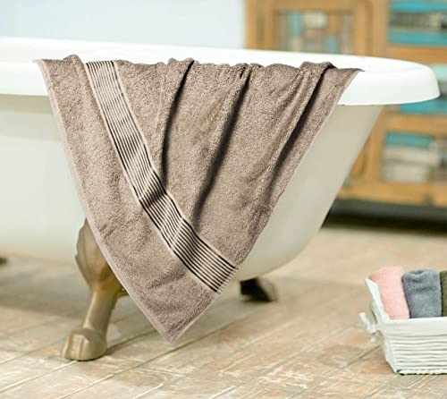 Belizzi Home Cotton 2 Pack Oversized Bath Towel Set 28x55 inches, Large Bath Towels, Ultra Absorbant Compact Quickdry & Lightweight Towel, Ideal for Gym Travel Camp Pool - Tan