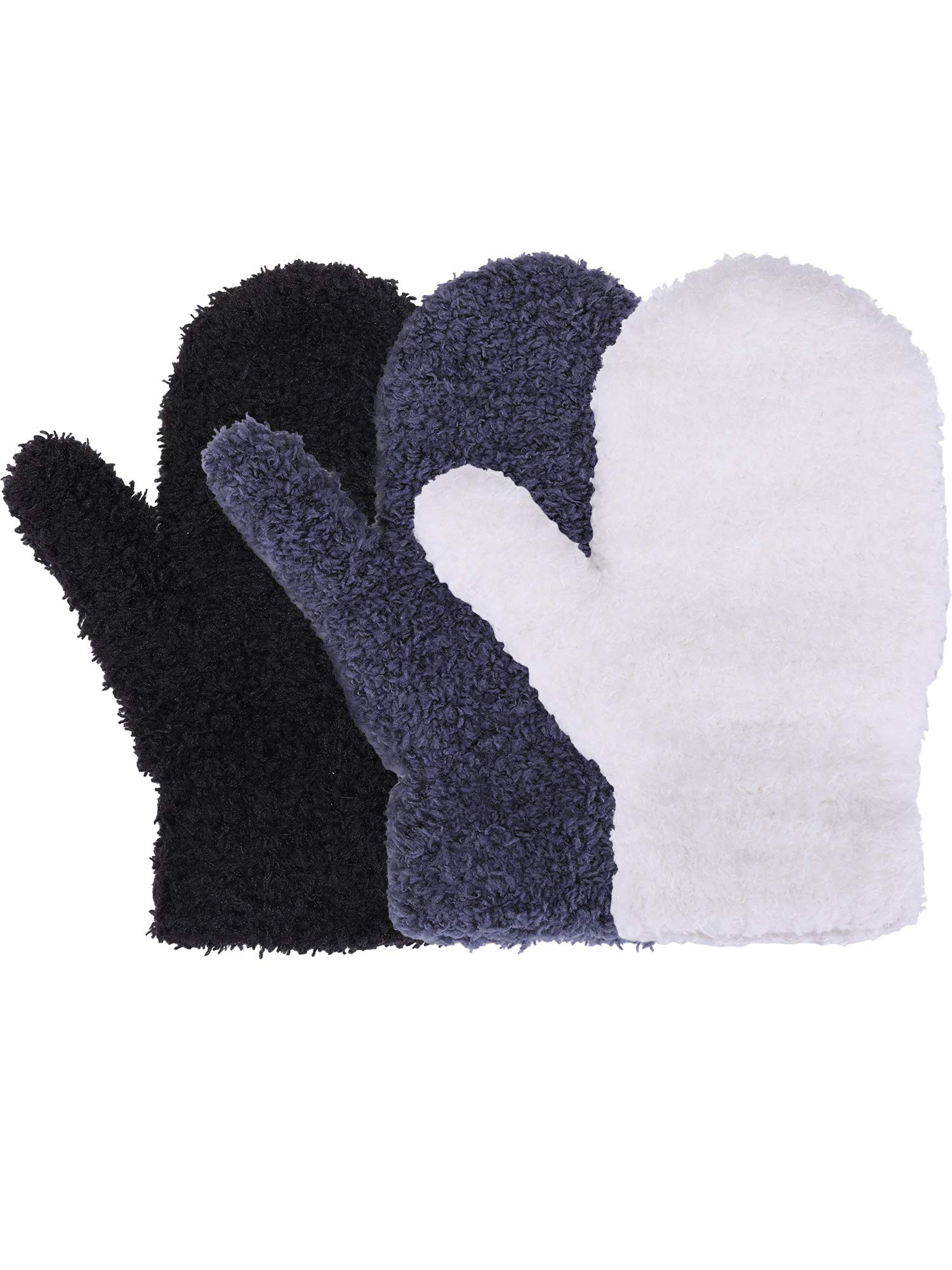 SATINIOR 3 Pairs Toddler Magic Stretch Mittens Little Girls Soft Knit Mitten Baby Boys Winter Knitted Gloves