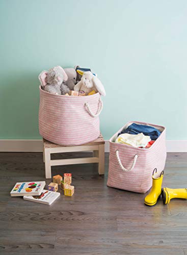 DII Polyester Container with Handles, Keeping Score Storage Bin, Medium Round, Pink Sorbet