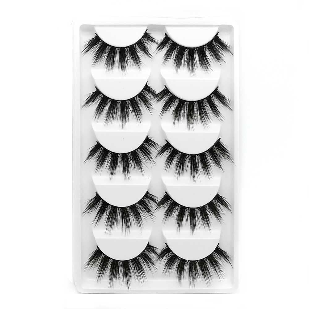 GGOKOK False Eyelashes 3D Faux Mink Eyelashes Handmade Luxurious Volume Fluffy Natural False Eyelashes Fluffy Long Soft Reusable Eyes Lashes Dramatic Eyelashes 5 Pairs