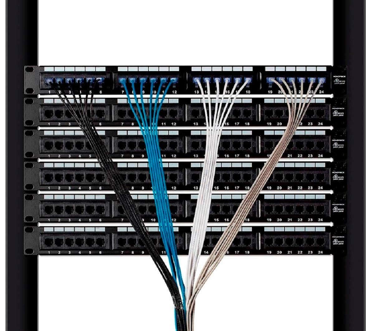 Monoprice Cat6A 50ft Blue 10-Pk Patch Cable UTP 30AWG 10G Pure Bare Copper Snagless RJ45 SlimRun Series Ethernet Cable