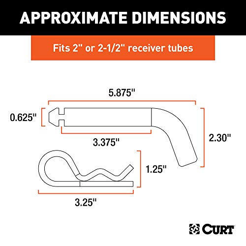 CURT 21582 Trailer Hitch Pin & Clip with Grooved Head, 5/8-Inch Diameter, Fits 2 or 2-1/2-Inch Receiver, Clear ZINC