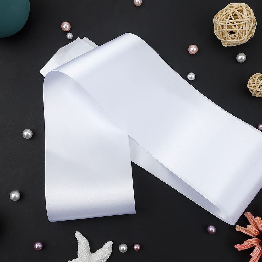 MDOZQ 6 Pcs Sash Blank Satin Sash Party Favors White Sash Plain Sash Bridal Shower Decorations Sashes For Birthday, Wedding, Graduation, DIY, Beauty Pageant, Hen Party, Homecoming, Make Your Own Sash