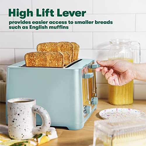 BELLA 4 Slice toaster, Stainless Steel and Aqua