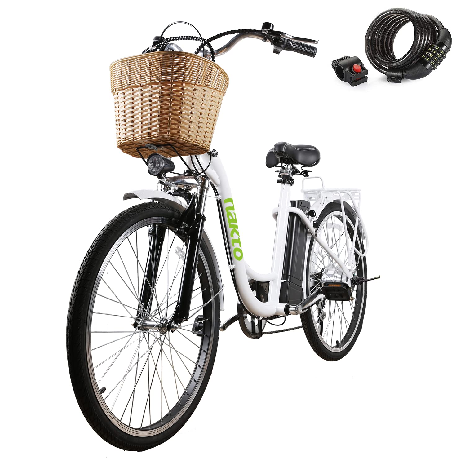 26" 250W Cargo Electric Bicycle 6-Gear Speed Sporting Ebike 36V10A Lithium Battery -Class AAA(White)